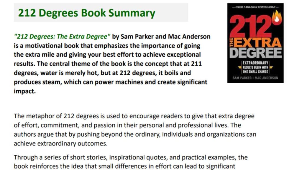 212 Degrees Book Summary - IBA