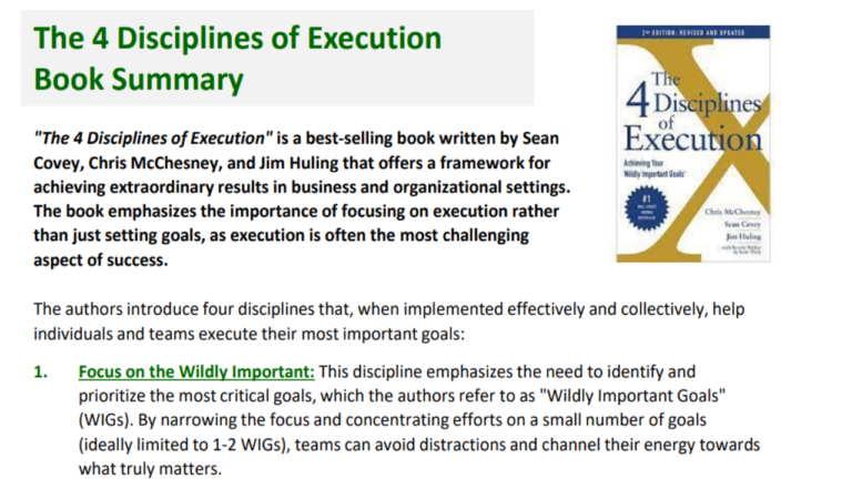 The 4 Disciplines of Execution Book Summary - IBA