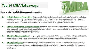 Top 10 MBA Takeaways - IBA