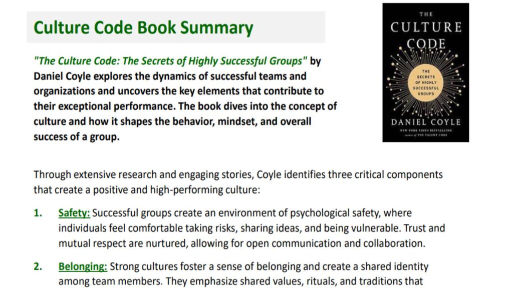 Culture Code Book Summary - IBA