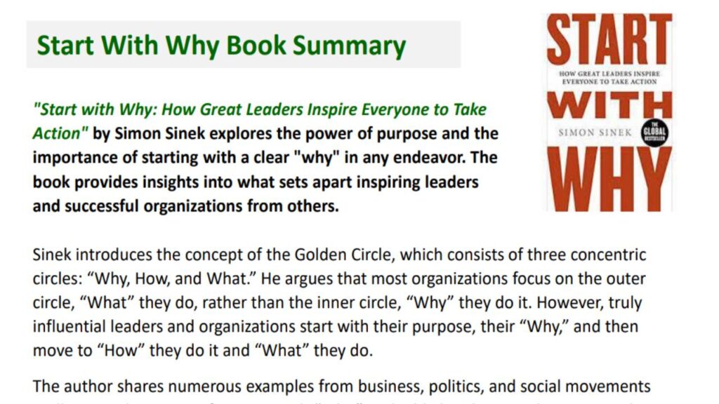 Start With Why Book Summary - IBA