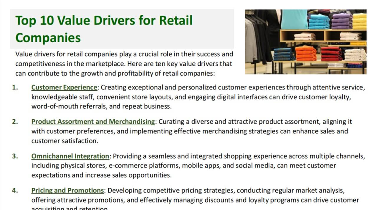 Top 10 Value Drivers for Retail Companies - IBA