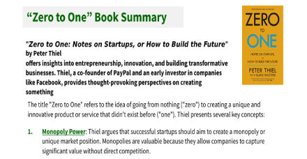 “Zero to One” Book Summary - IBA