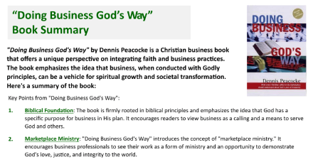“Doing Business God’s Way” Book Summary - IBA