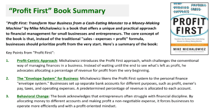 “Profit First” Book Summary - IBA